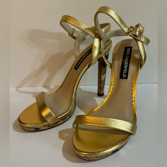 Karl Lagerfeld | Shoes | Karl Lagerfeld Gold 5 Inch Stiletto Heels Size ...